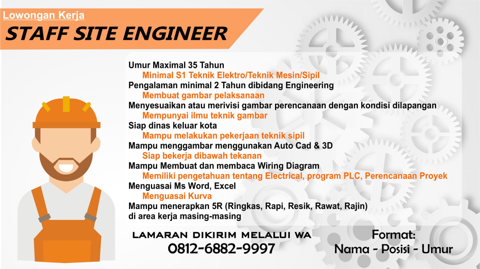 LOWONGAN PEKERJAAN STAFF SITE ENGINEER - Universitas Katolik Santo Thomas
